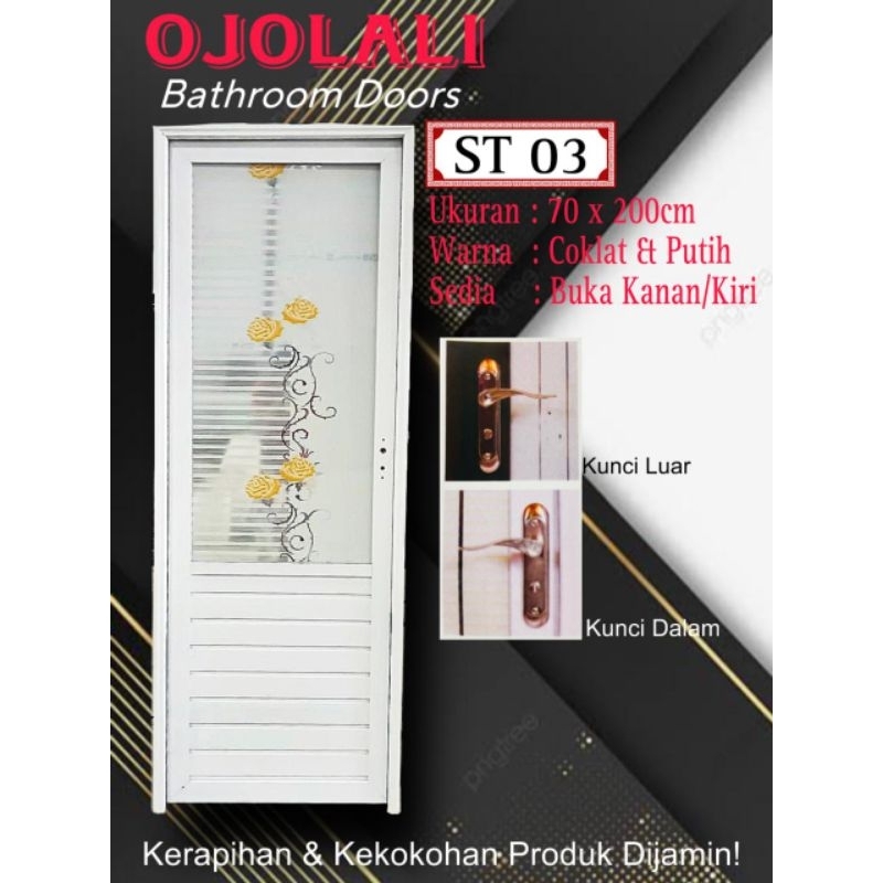Jual PINTU KAMAR MANDI ALUMUNIUM KACA 3/4 TYPE ST03 (70CM X 200CM) | Shopee Indonesia