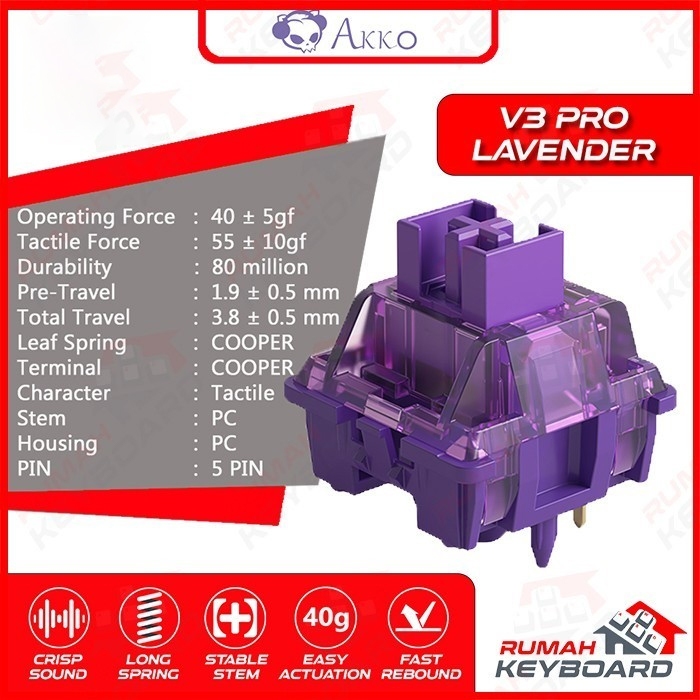 Jual AKKO - CS - V3 - Lavender - Purple - Pro - Switch - 5 Pin - 40g ...