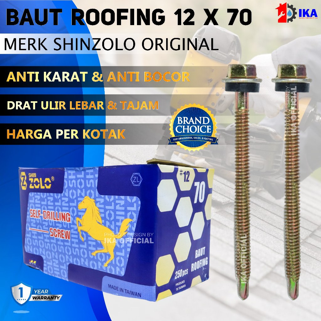 Jual BAUT ROOFING ZOLO 12 x 70 / Baut Rofing ( 7 cm ) / Baut Atap ASLI ...