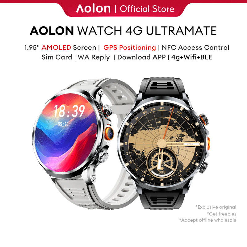 Jual Aolon 4G Ultra Mate Smartwatch 52mm Sim Card Wifi GPS 1.95'' IPS ...