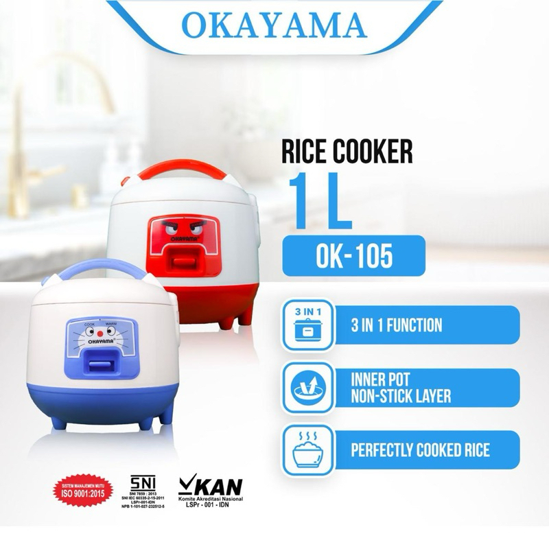 Jual Rice cooker penanak nasi Magicom 1 liter Okayama OK-105 | Shopee ...