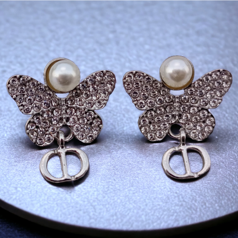 Jual Anting Kristal Butterfly SIlver Gold Anting Kupu-kupu Mutiara ...