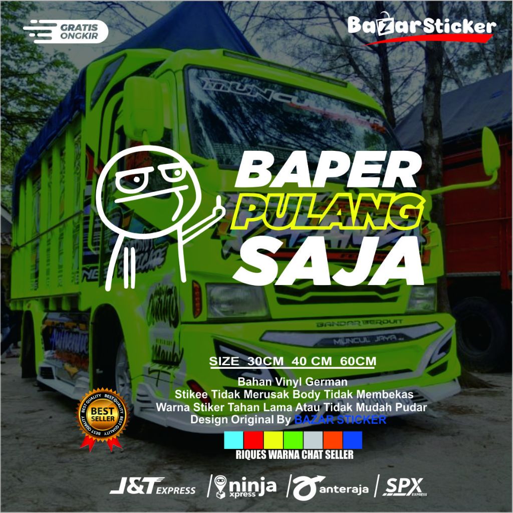 Jual stiker kaca baper pulang saja sticker kaca samping mobil truk pick ...