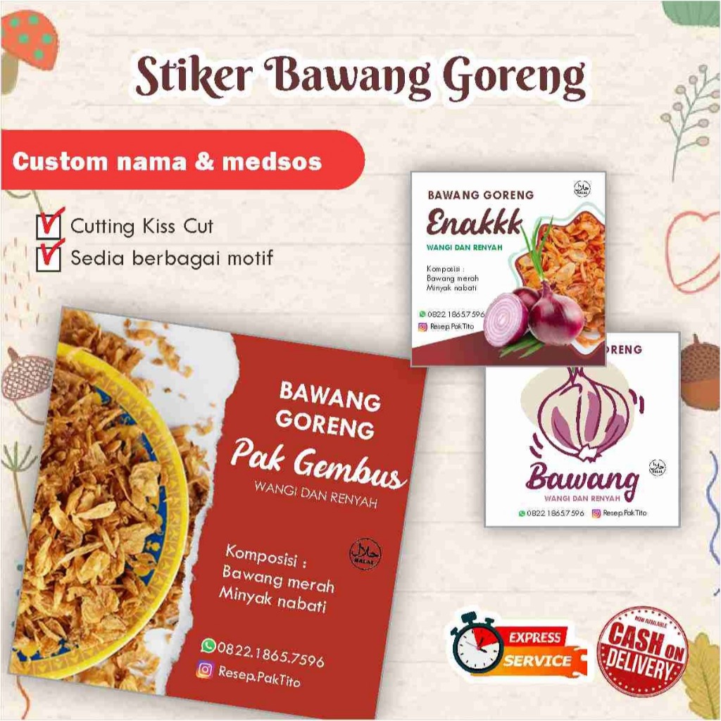 Jual Stiker bawang goreng Cromo / Label kotak / Stiker kemasan makanan ...