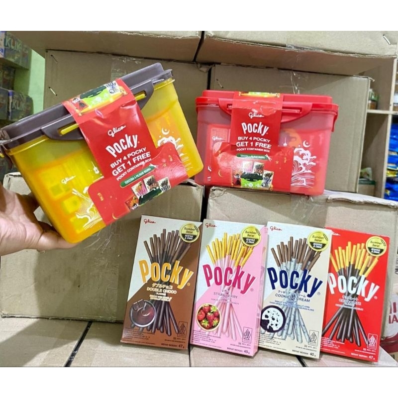 Jual Glico Pocky Biskuit Stick Kemasan 10pack & Kemasan FREE BOX isi ...