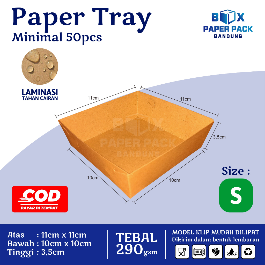 Jual Paper Tray Dine In Size S Kraft 290gsm Piring Nampan Kertas Alas ...