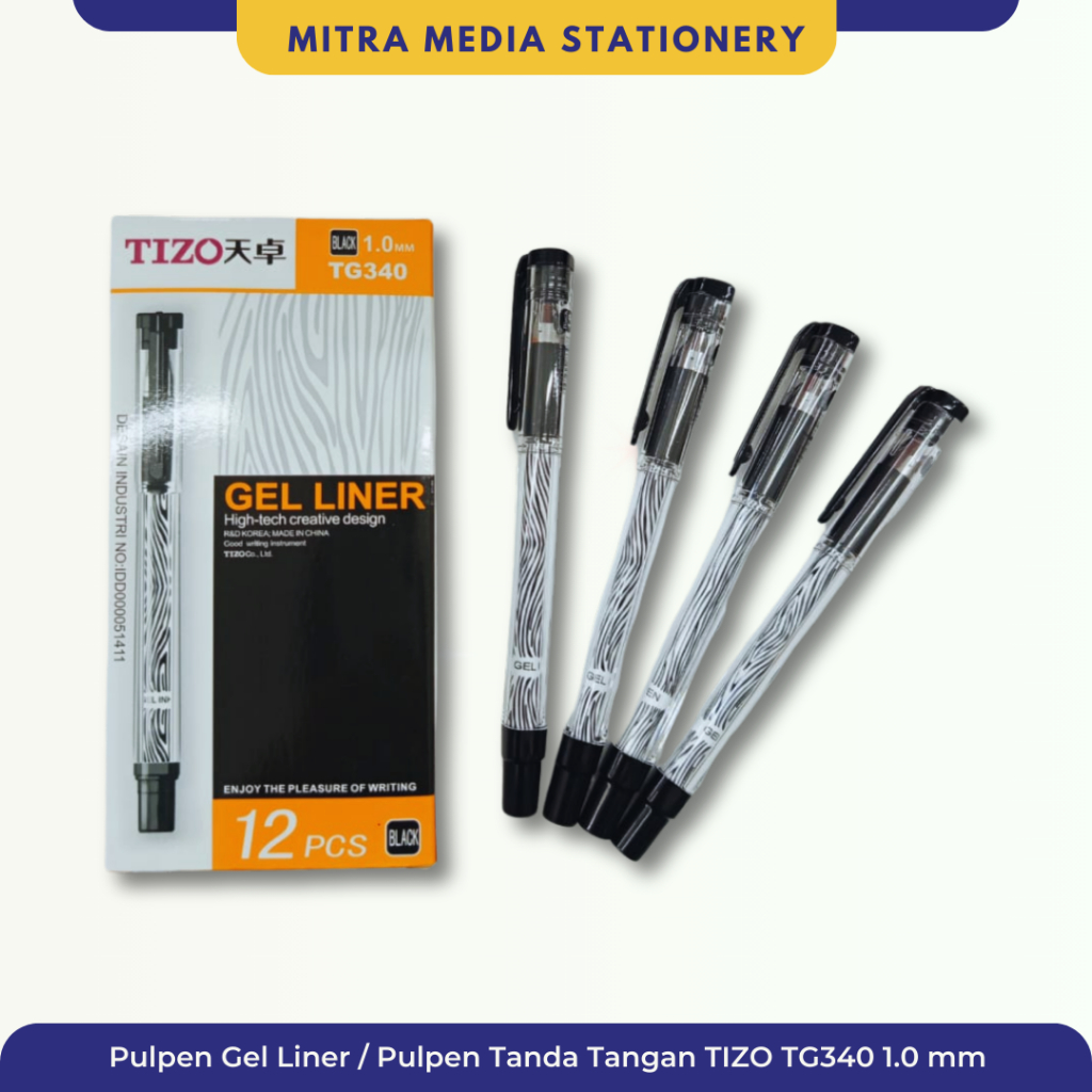 Jual Pulpen Gel Liner / Pulpen Tanda Tangan TIZO TG340 1.0 mm Isi 12 ...