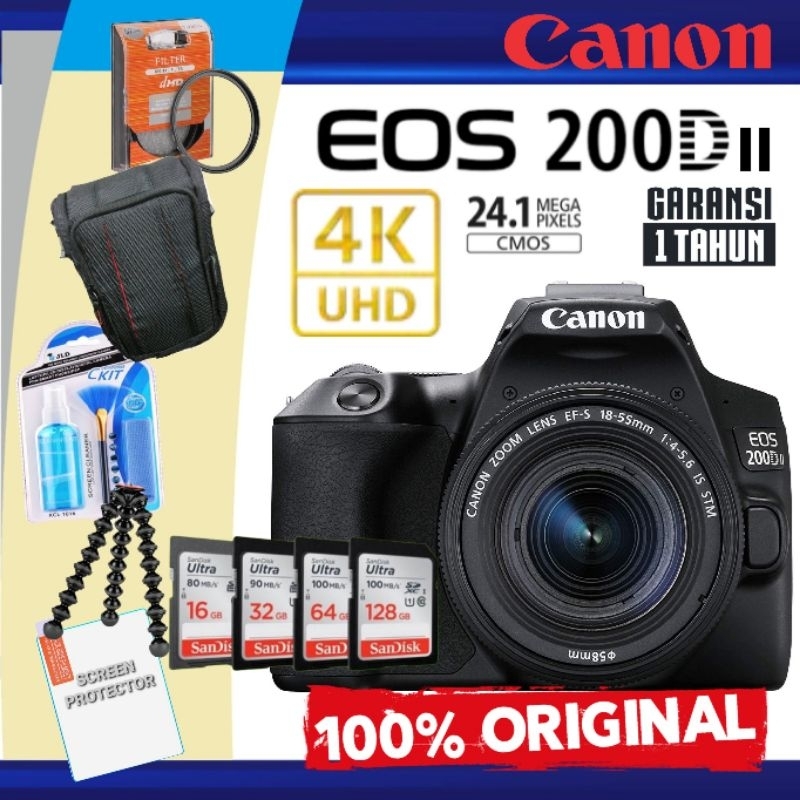 Jual KAMERA CANON EOS 200D MARK II + KIT LENS 18-55MM IS STM PRODUK ...