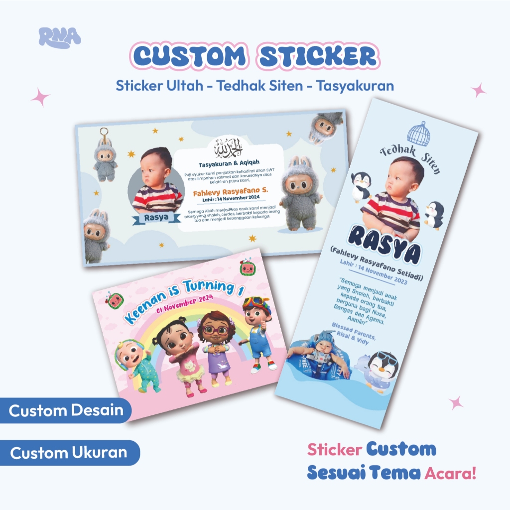 Jual [Custom] Sticker Ulang Tahun Anak | Tasyakuran | Kotak Nasi | Box ...