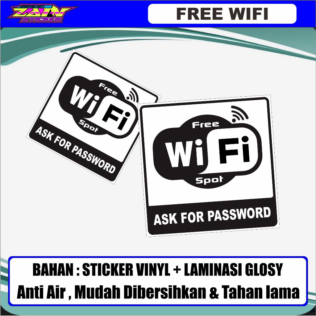 Jual Sticker Free Wifi / Stiker Wifi Gratis / Sticker Free Wifi Cafe ...