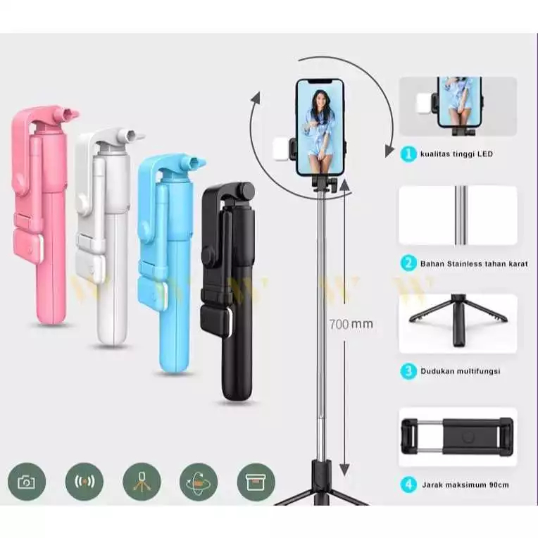 Jual ( KD 1 ) TRIPOD TONGSIS BLUETOOTH LED - TRIPOD TONGSIS 3IN1 LED ...