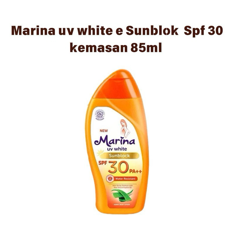 Jual Marina uv white sunblock body lotion spf 30 pa +++ kemasan 85ml ...