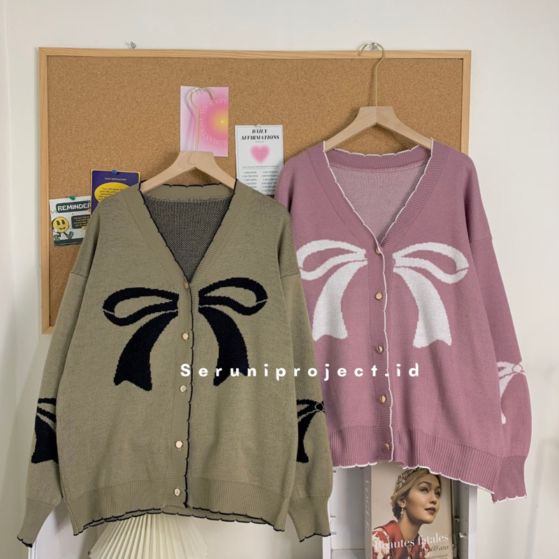 Jual Shafa knitwear coquette cardigan rajut wanita oversize outer V ...
