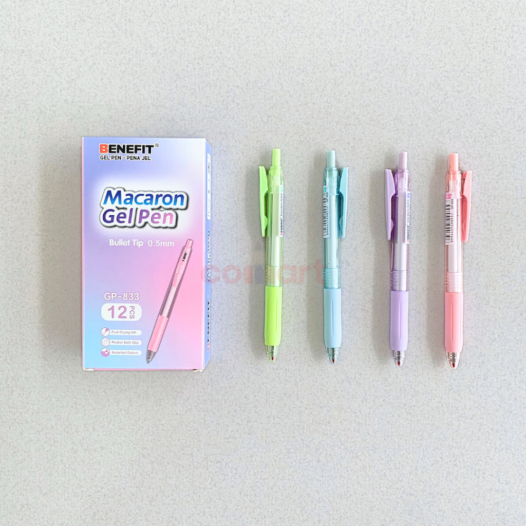 Jual 1 PCS Gel Pen Benefit Macaron GP-833 - Pen Cetit Warna Pastel ...