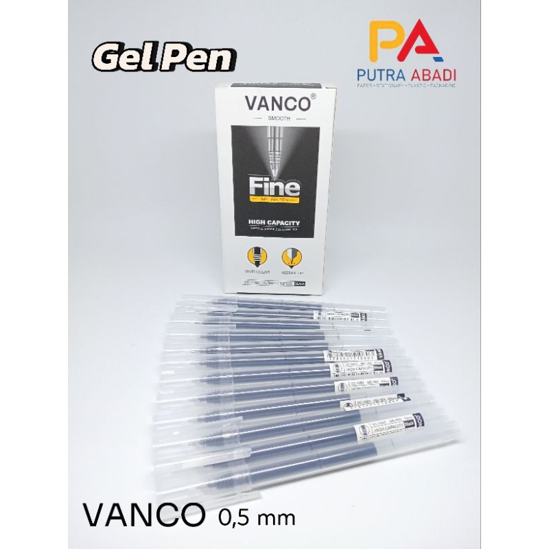 Jual 12 Pcs Gel Ink Pen Vanco VC - 1060 Fine Smooth Tinta Hitam 0,5mm ...