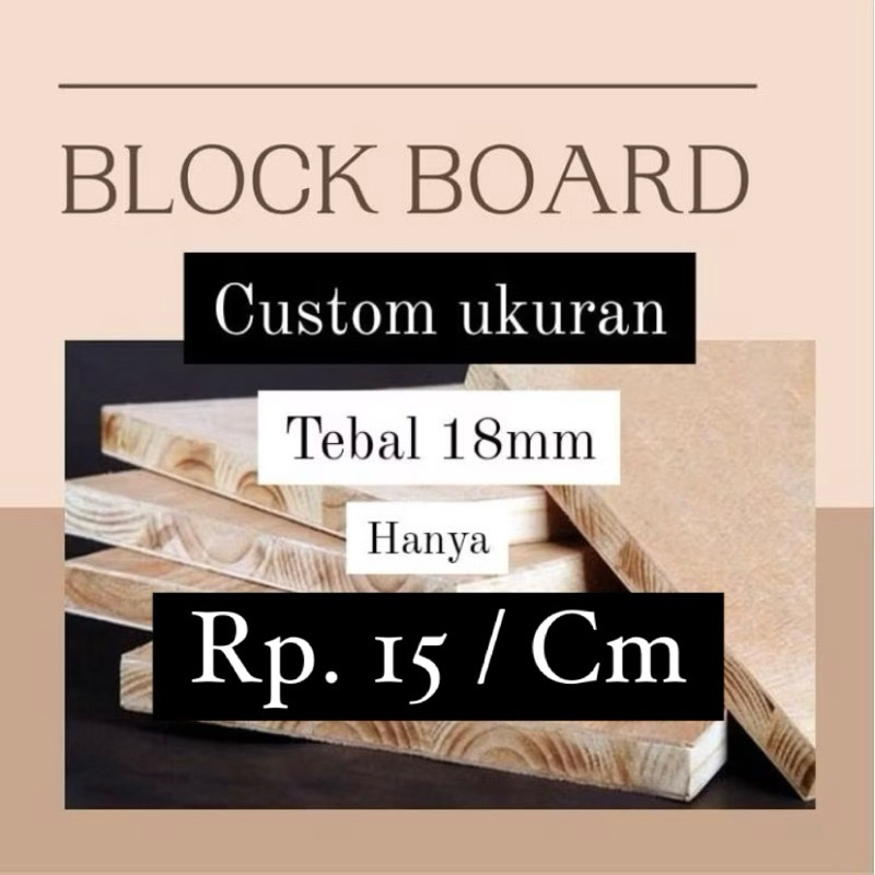 Jual BlockBoard Tebal 18mm Custom Ukuran Block Board Boards Gread AA ...