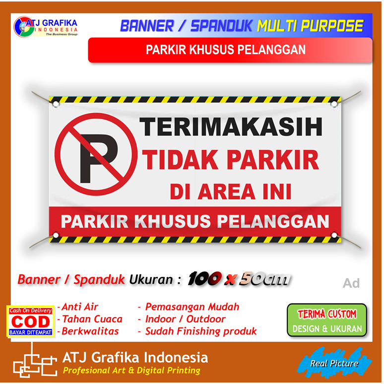 Jual Spanduk banner parkir khusus pelanggan petunjuk dilarang parkir no ...
