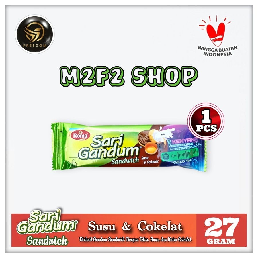 Jual Roma Biskuit Sari Gandum Sandwich Rasa Susu dan Cokelat - 27 gr ...