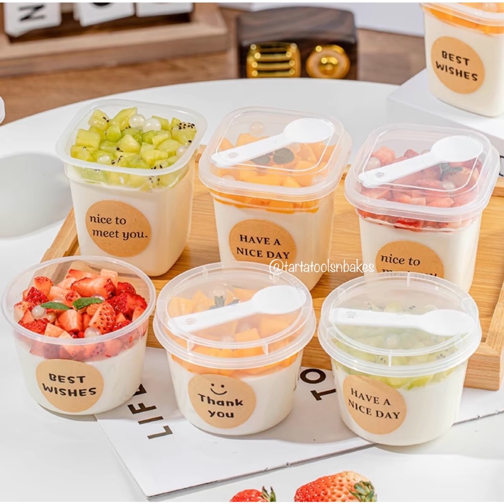 Jual (10SET) Dessert Cup Bulat 220ml |Segi 280ml | Gelas Pudding Jelly ...