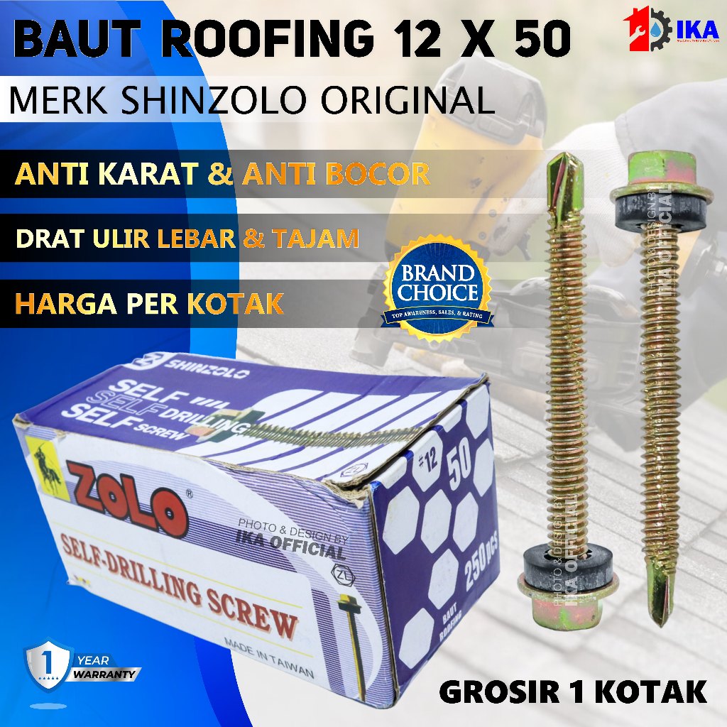 Jual BAUT ROOFING ZOLO 12 x 50 / Baut Rofing (5 cm) / Baut Atap ASLI ...