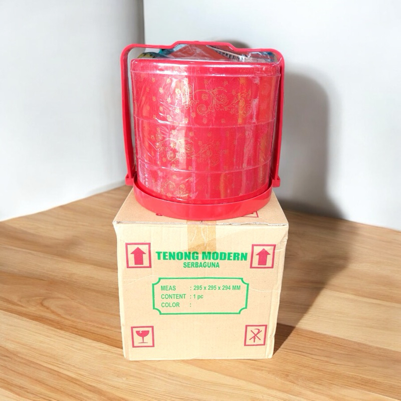 Jual Tenong roti sakura modern plastik susun 3 motif kuning mas tebal ...