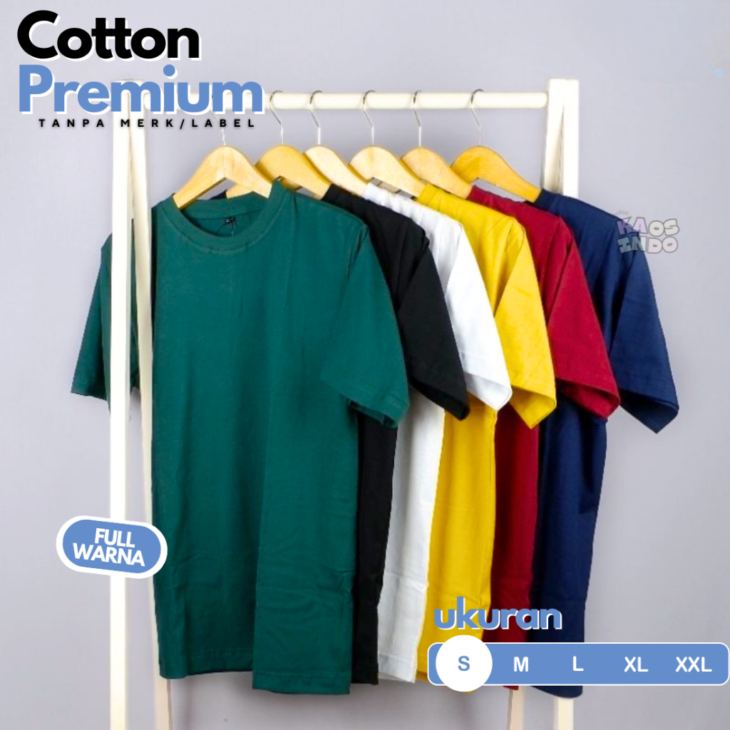 Jual KAOS POLOS PRIA COTTON PREMIUM - KAOS LENGAN PENDEK PRIA WANITA ...