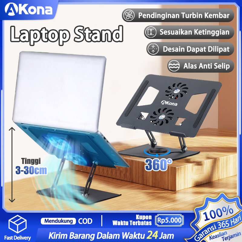 Jual Akona Stand Laptop Rotasi 360° Paduan aluminium Kipas Laptop Cooling Pad Laptop Pendingin ...