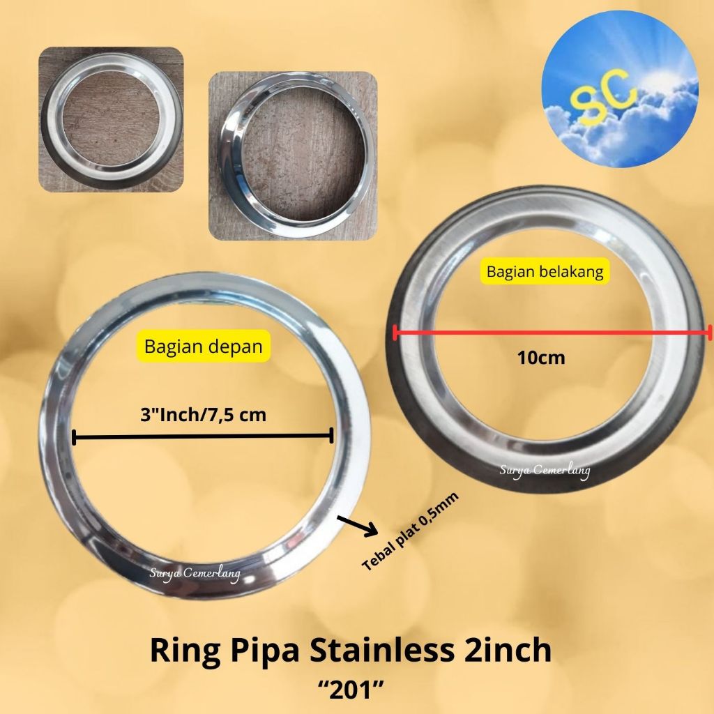 Jual Tapak pipa Ring pipa stainless Steel Tangga 3" inch "201" | Shopee ...