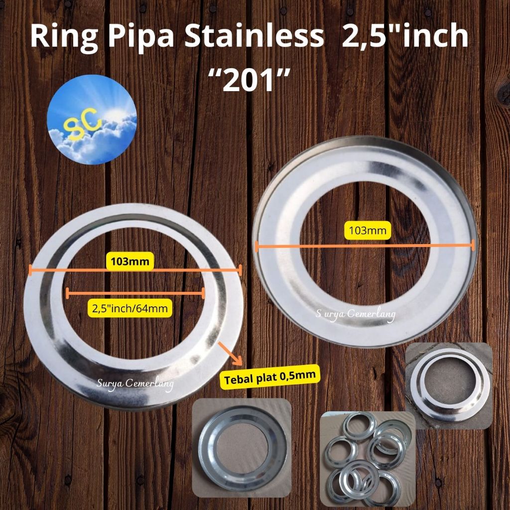 Jual Tapak pipa Ring pipa 2,5"inch stainless Steel Tangga 21/2" inch ...