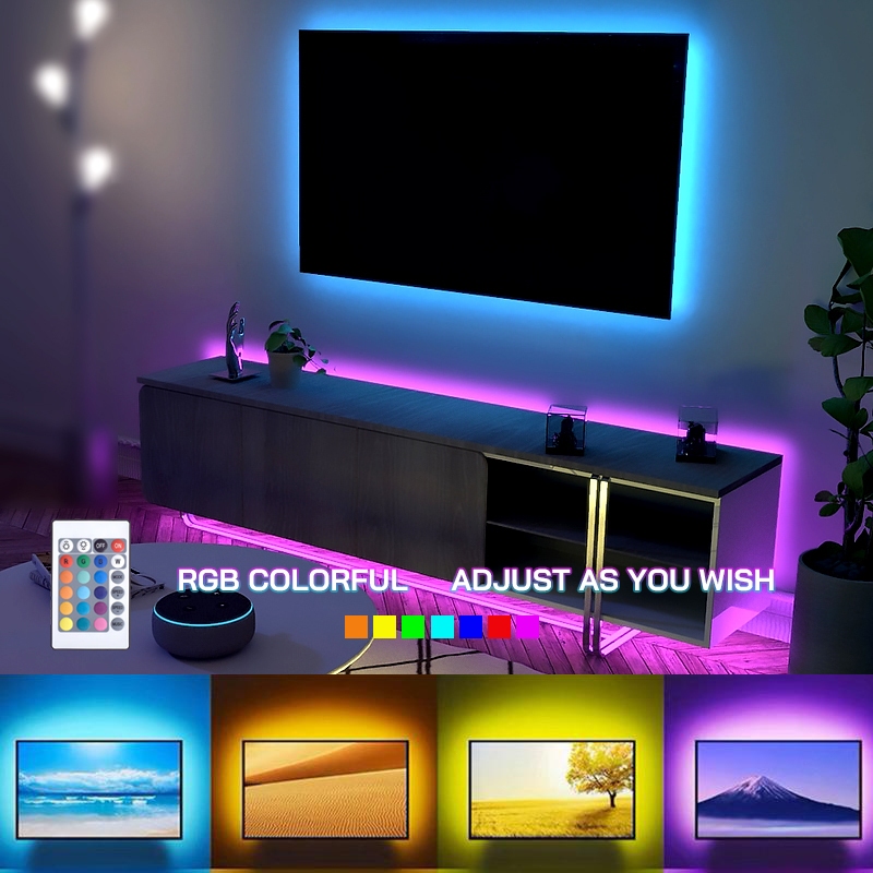 Jual Lampu Strip LED USB RGB 5 meter 5050+ Remote 5V 1M/2M/3M/5M ...