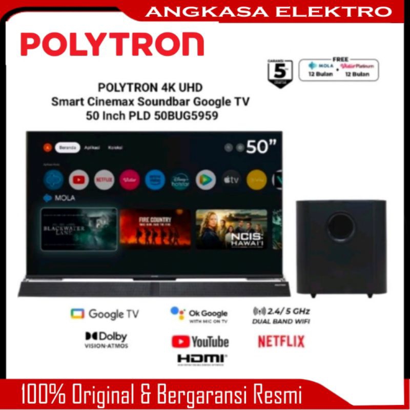 Jual TV POLYTRON 4K UHD Smart Cinemax Soundbar Google TV 50 Inch PLD 50BUG5959 Garansi Resmi 5 ...