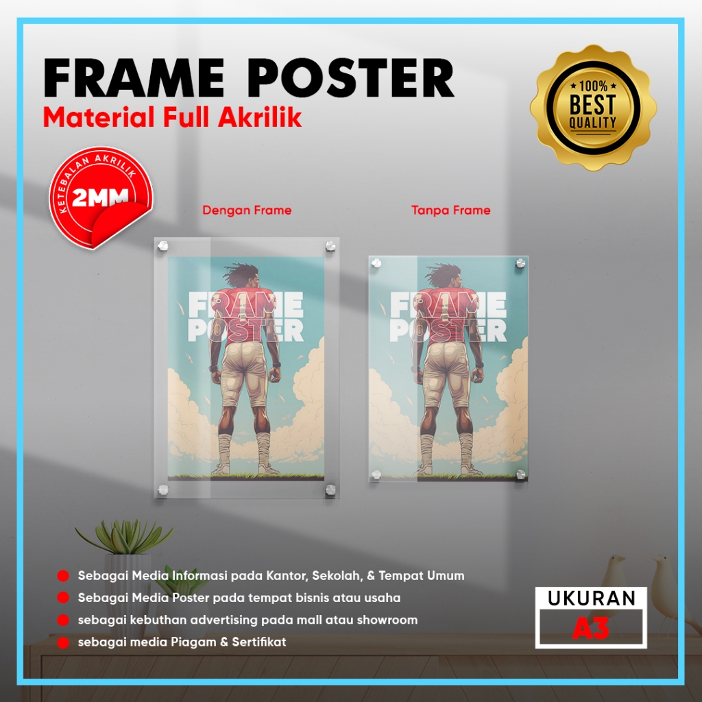 Jual Frame Poster A3 Akrilik Display Dinding 2MM | Shopee Indonesia