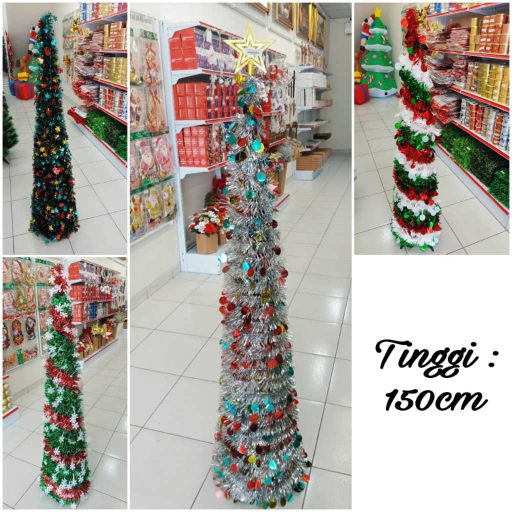 Jual Pohon Natal Pop Up Tinsel 150cm Hiasan Dekorasi Ornament Natal ...
