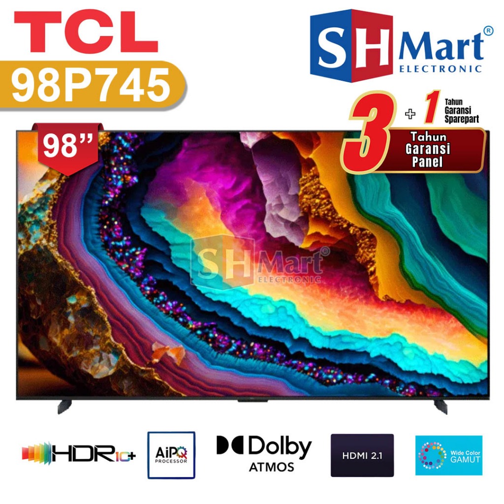 Jual TV TCL 98 INCH ANDROID TV 98P745 4K UHD HDR SMART GOOGLE TV GARANSI RESMI | Shopee Indonesia