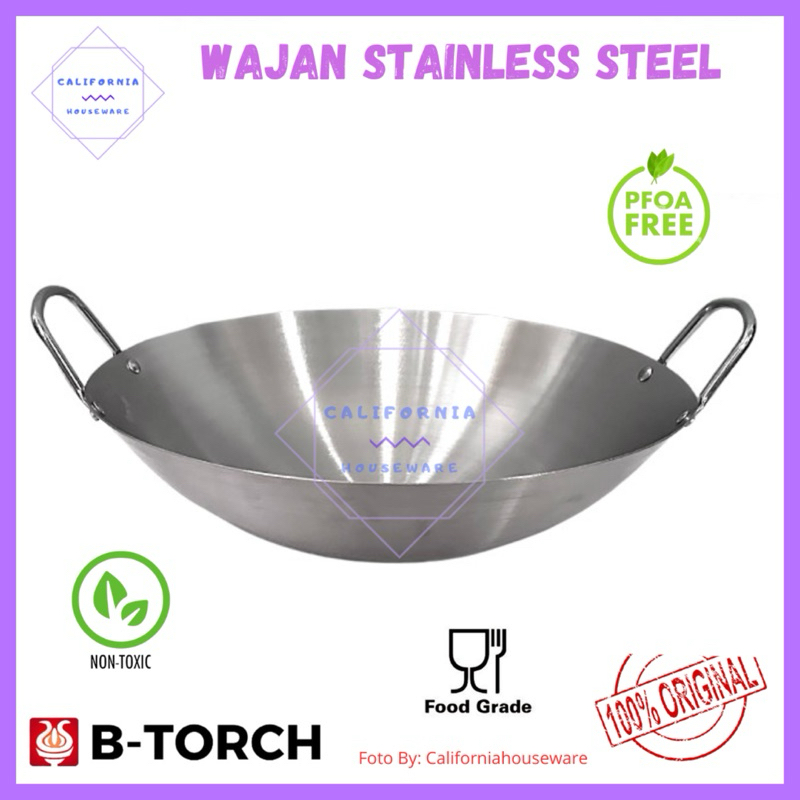 Jual Wajan Kuali Stainless Steel Tebal / Wajan Penggorengan Tebal Full Stainless / Wok Stainless ...
