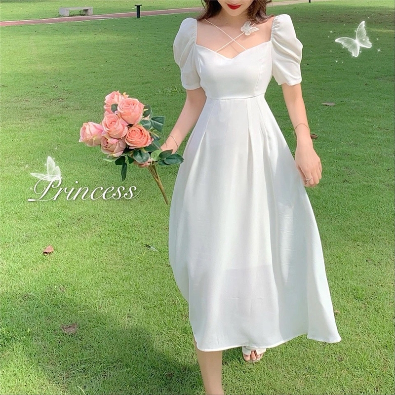 Jual EMITA BLOOM summer white midi dress kekinian baju putih gereja ...