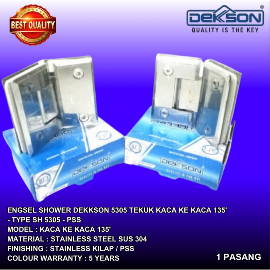 Jual Engsel Shower Kaca Ke Kaca 135° Dekkson SH DKS 5305 Stainless SUS ...
