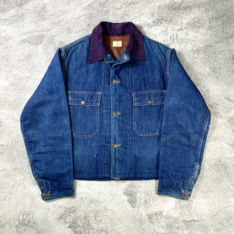 Jual vintage 70s Big Mac USA work denim jacket blanket reworked crop ...