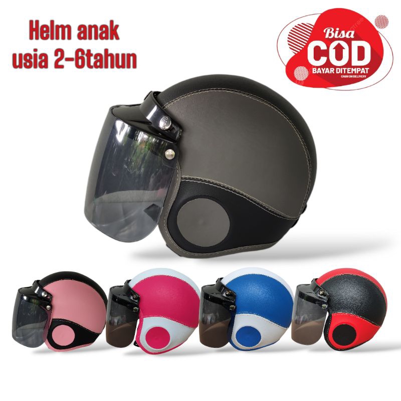 Jual Helm anak laki laki perempuan usia 23456 tahun retro polos ...