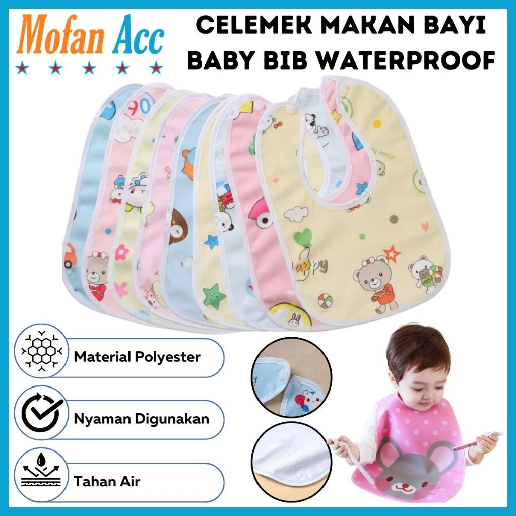 Jual Celemek Makan Bayi Waterproof / Baby Bib Motif Lucu / Slaber ...