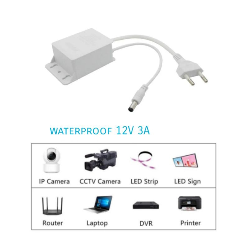 Jual putih adaptor charger waterproof 12v 2a 3a power supply indoor ...
