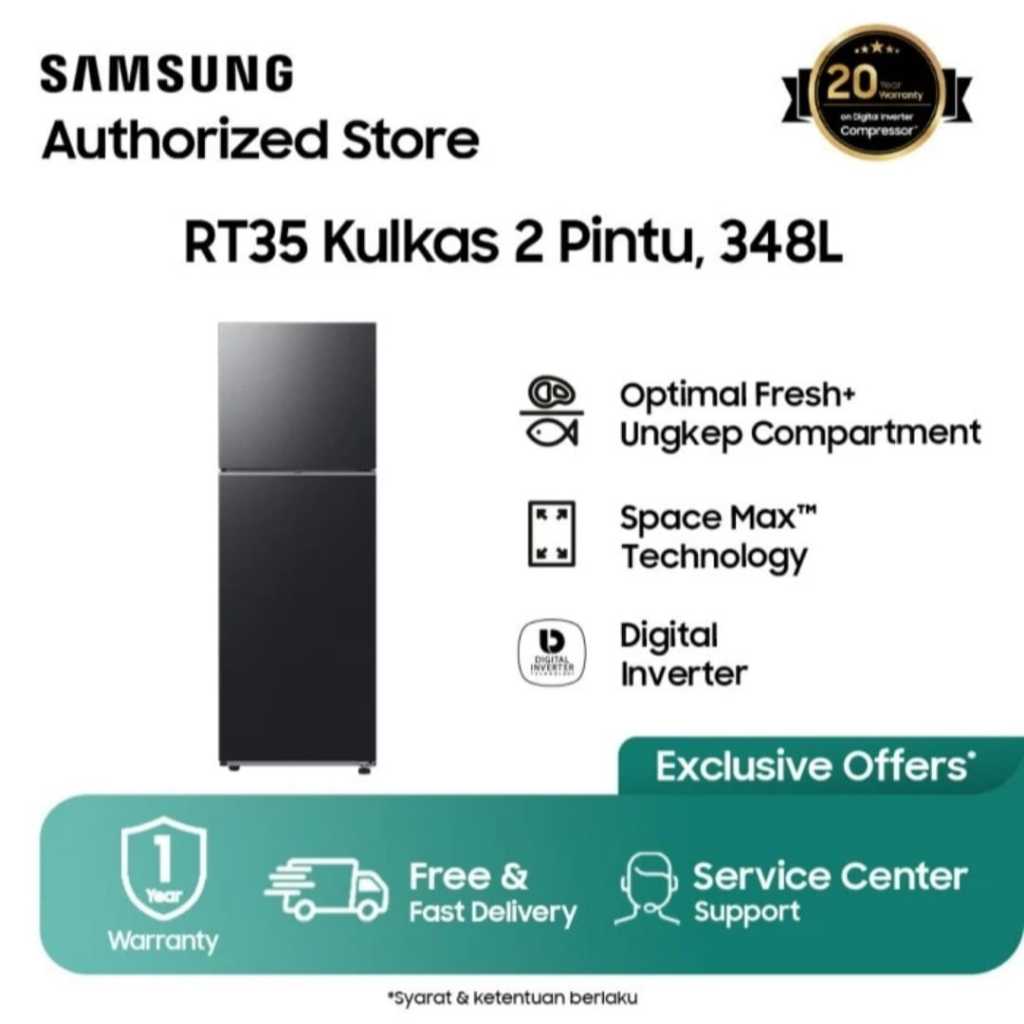 Jual Samsung Kulkas 2 Pintu Kapasitas Besar 348 Liter Black Caviar Baru ...