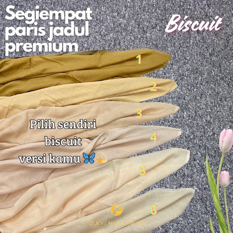 Jual PARIS JADUL PREMIUM BISKUIT HIJAB SEGIEMPAT PARIS JADUL BISCUIT WARNA VIRAL | Shopee Indonesia