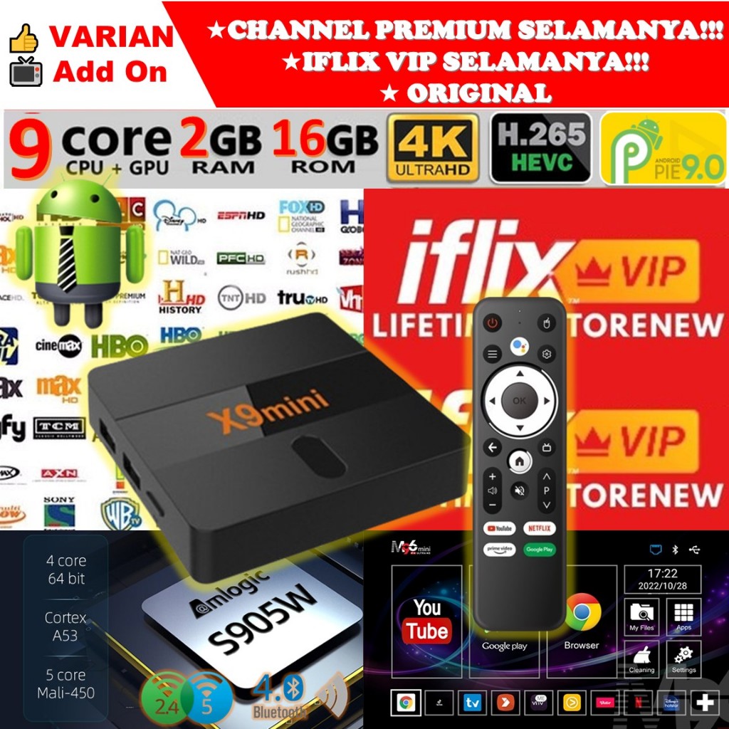 Jual STB Android 9 Smart TV Box Android X9 Mini Voice Remote Ram 2GB ...