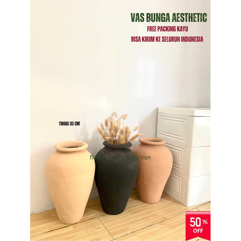 Jual NEW ARRIVAL || guci vas bunga meja rumah aesthetic 30 cm - vas ...