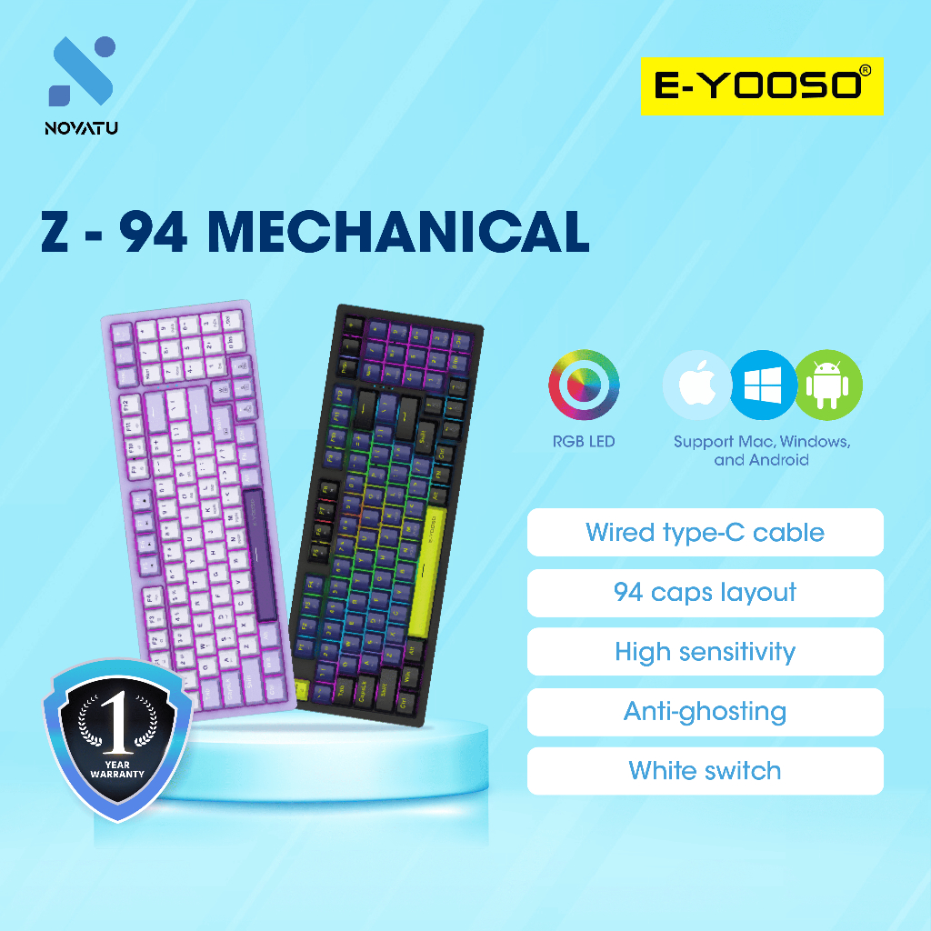 Jual E-YOOSO Z-94 Wired Mechanical Gaming Keyboard 94 Keywith RGB Clear ...