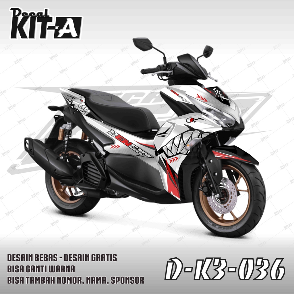 Jual decal stiker NEW AEROX 155 custom fullbody sticker motif Hiu Merah ...