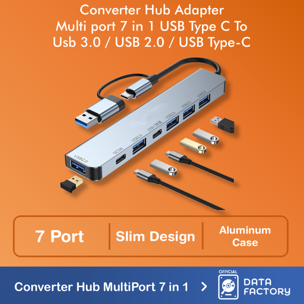 Jual Converter Hub Adapter Multi port 7 in 1 USB Type C To Usb 3.0 ...