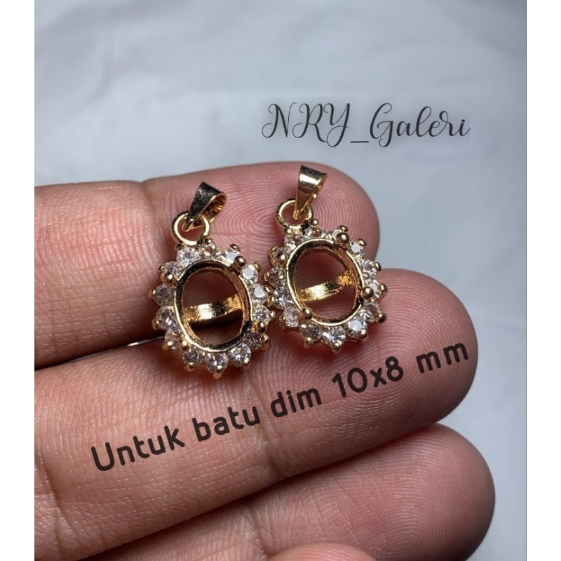 Jual liontin batu akik permata bahan rodium cewek dim batu 10x8 mm ...