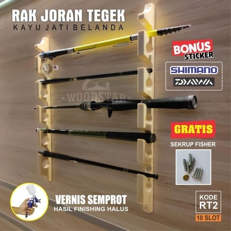 Jual Rak Joran Pancing Tegak Kayu / Rak Joran Pancing Dinding Tegak ...